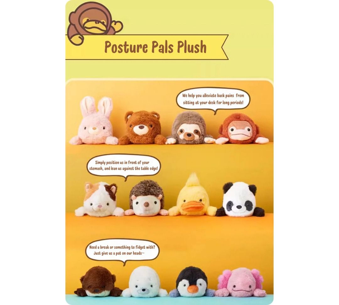 Posture Pals Plushie Cute Unicorn Yeti Axolotl Mofusand Shark Tempura ...
