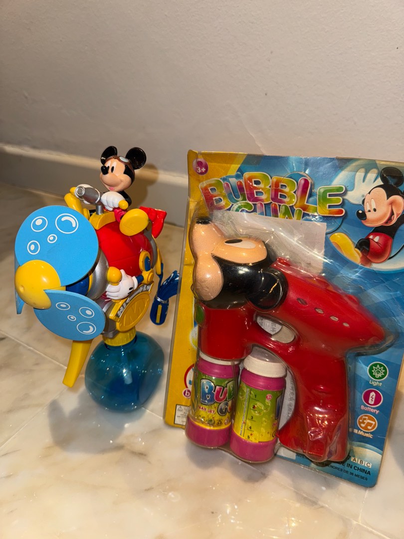 Tokyo Disney Mickey pilot fan with water mist & strap+ Mickey bubble ...
