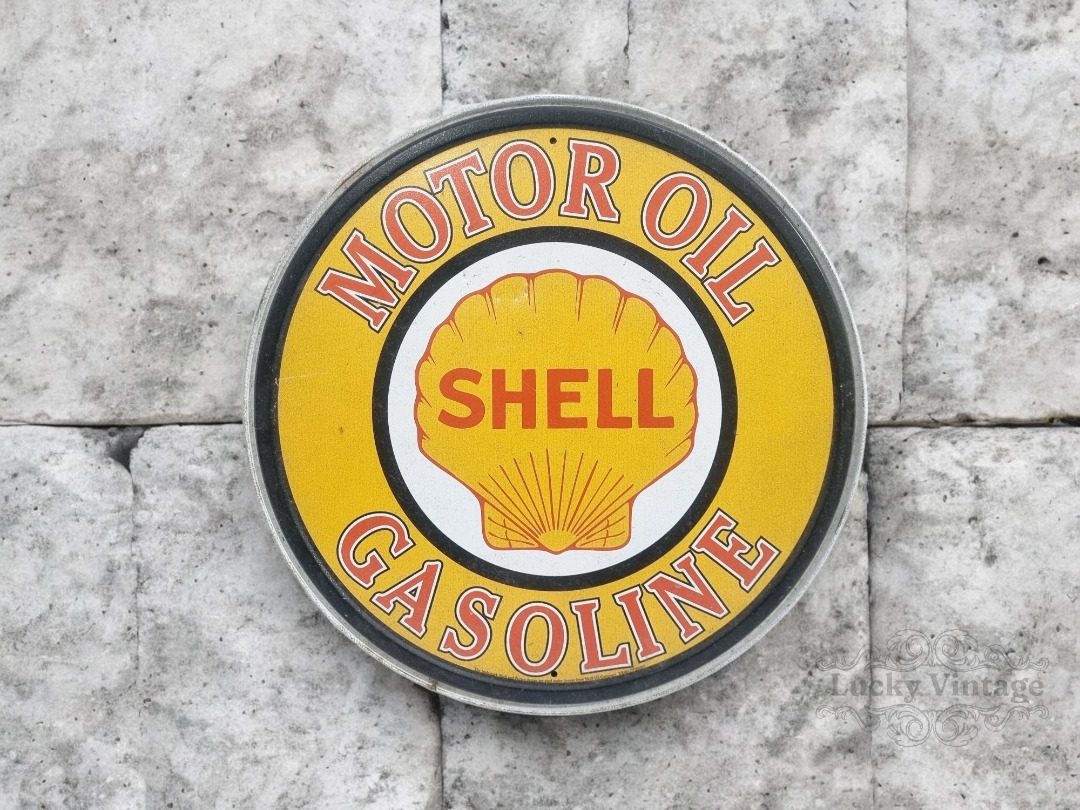 Vintage Made In Usa Shell Motor Oil Gasoline Tin Sign Metal Desperate ...