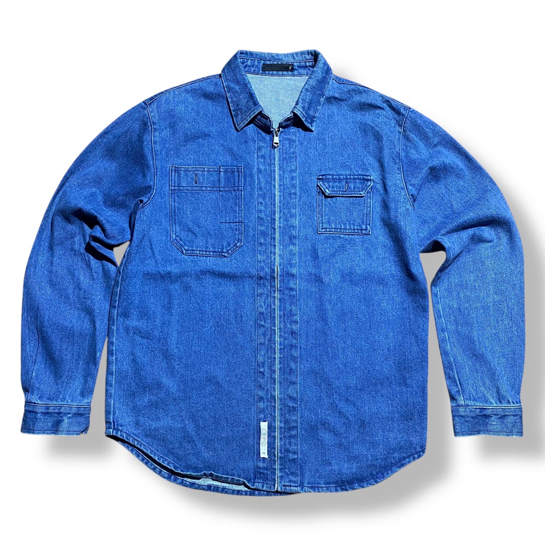 Vintage Raw Denim Zip Denim Jacket, Fesyen Pria, Pakaian , Baju Luaran ...