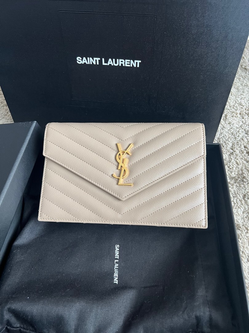 YSL Saint Laurent WOC in Dark Beige, Luxury, Bags & Wallets on Carousell