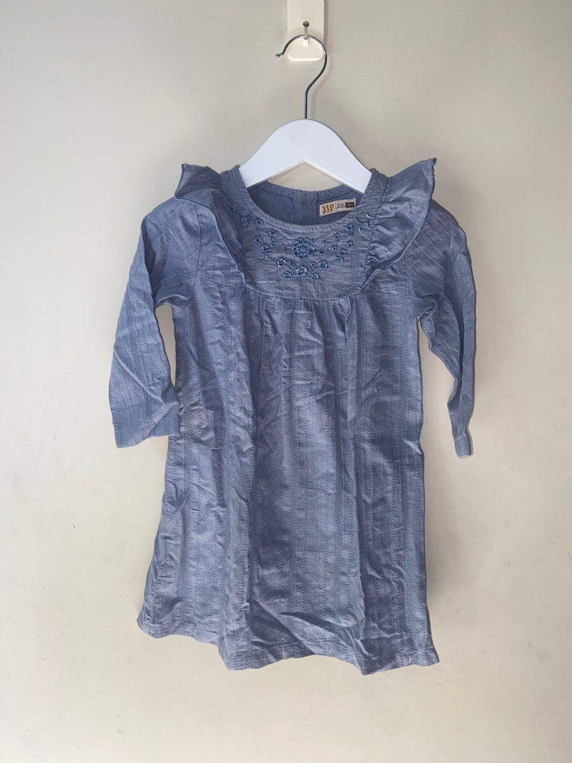 2-3y Dress Lebaran Bordir Renda Powder Blue Anak merk JSP / Kids Lace ...