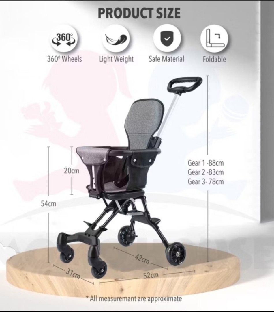 Baby Stroller 1-6yo (Max 40kg) Foldable,Lightweight, Outdoor, Babies ...