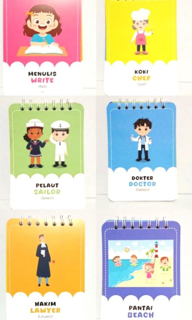 Bilingual Flashcard (100 Kosakata Harian Anak: Profesi, Tempat ...