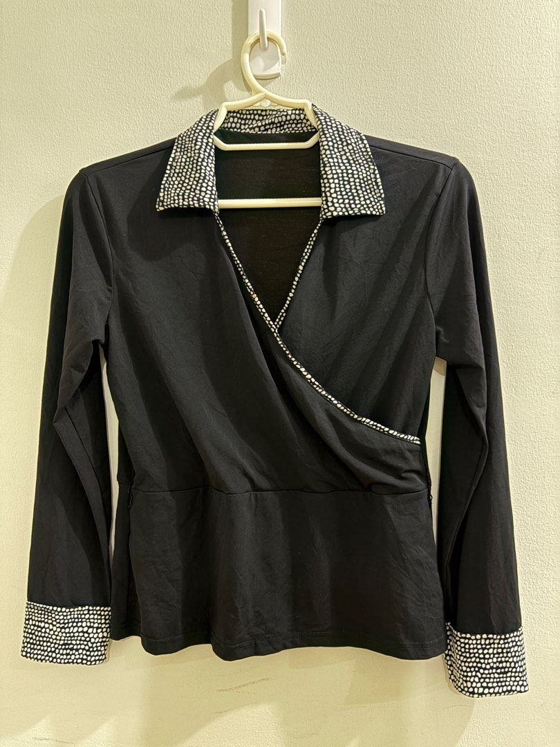 Black long sleeves with collar office business corporate attire, Women ...