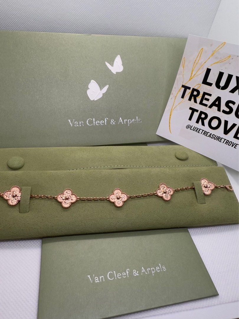 Brand New Full set Rose Gold Hammered bracelet Van Cleef & Arpels VCA ...