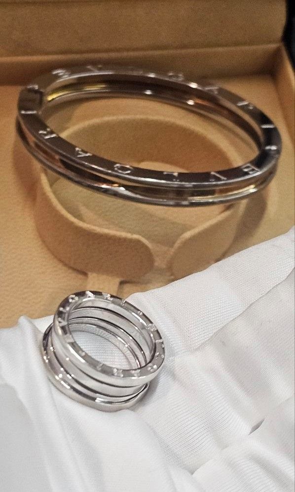 Bvlgari B zero set 18k half gold Bracelet and B01 3 band 18k white gold ...