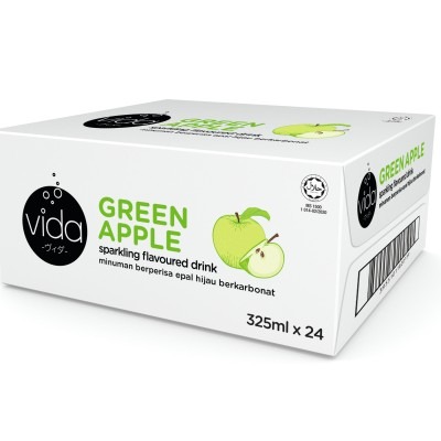 [CARTON] VIDA Zero Sparking Drink 24x325ml - Green Apple Flavour, Food ...