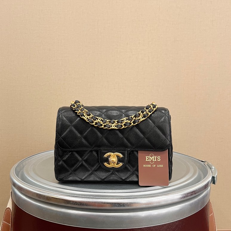 Chanel 25P Mini Rectangular Black Caviar Brushed GHW FULL SET BRAND NEW ...