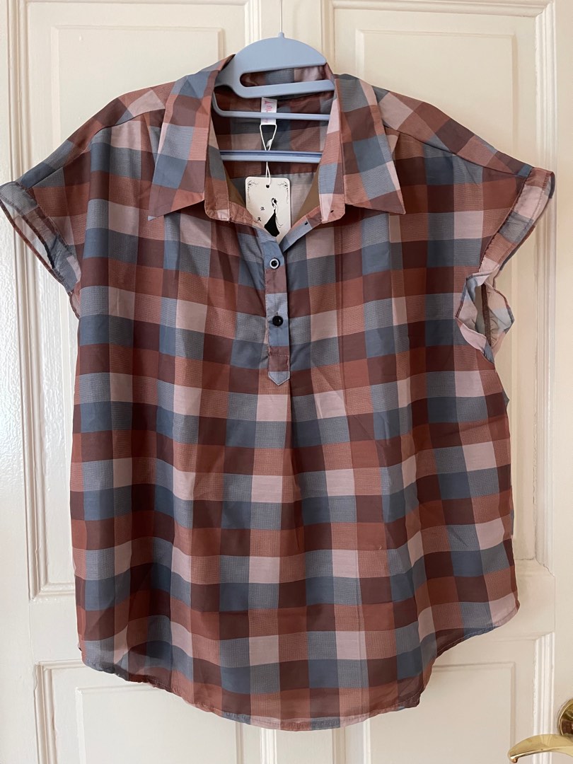 Plus Size Checkered Top, Women's Fashion, Tops, Blouses on Carousell