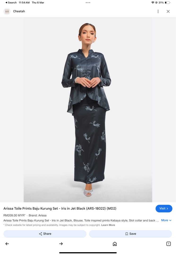 Cheetah x Arissa baju kurung black (NP:RM200), Women's Fashion, Muslimah Fashion, Baju Kurung ...