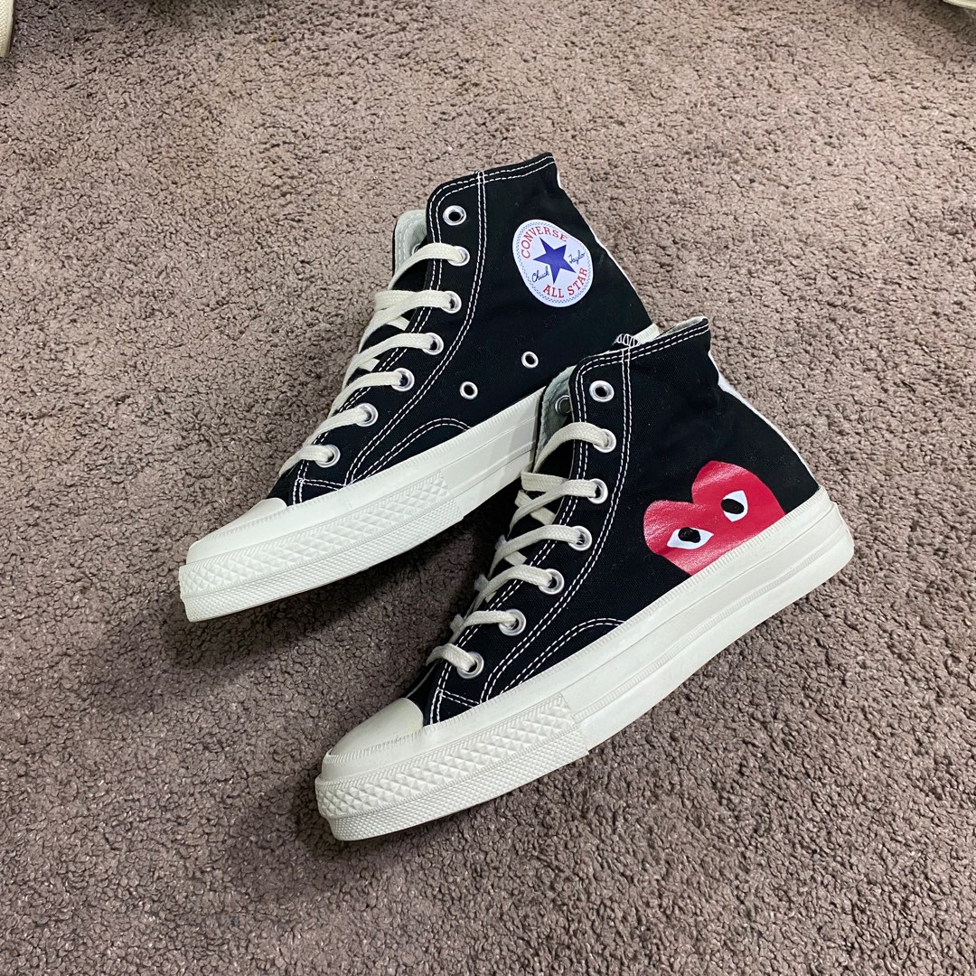 Converse CT High x CDG Black White, Fesyen Pria, Sepatu , Sneakers di ...