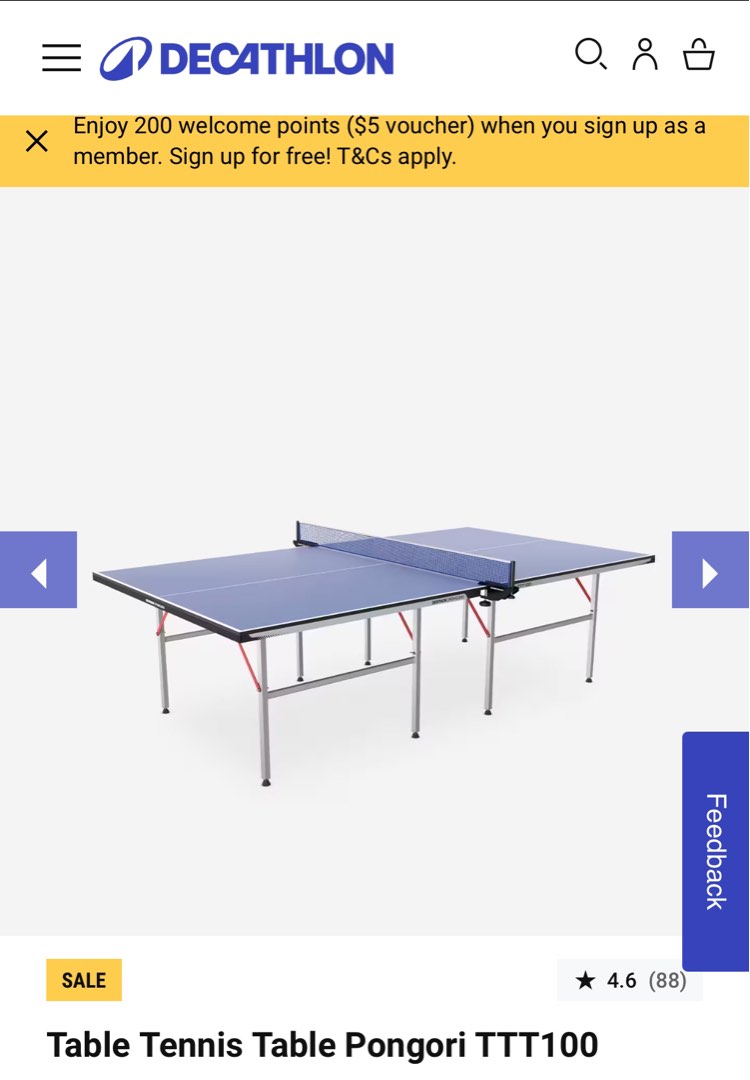 Decathlon Table Tennis Table, Sports Equipment, Sports & Games, Racket ...