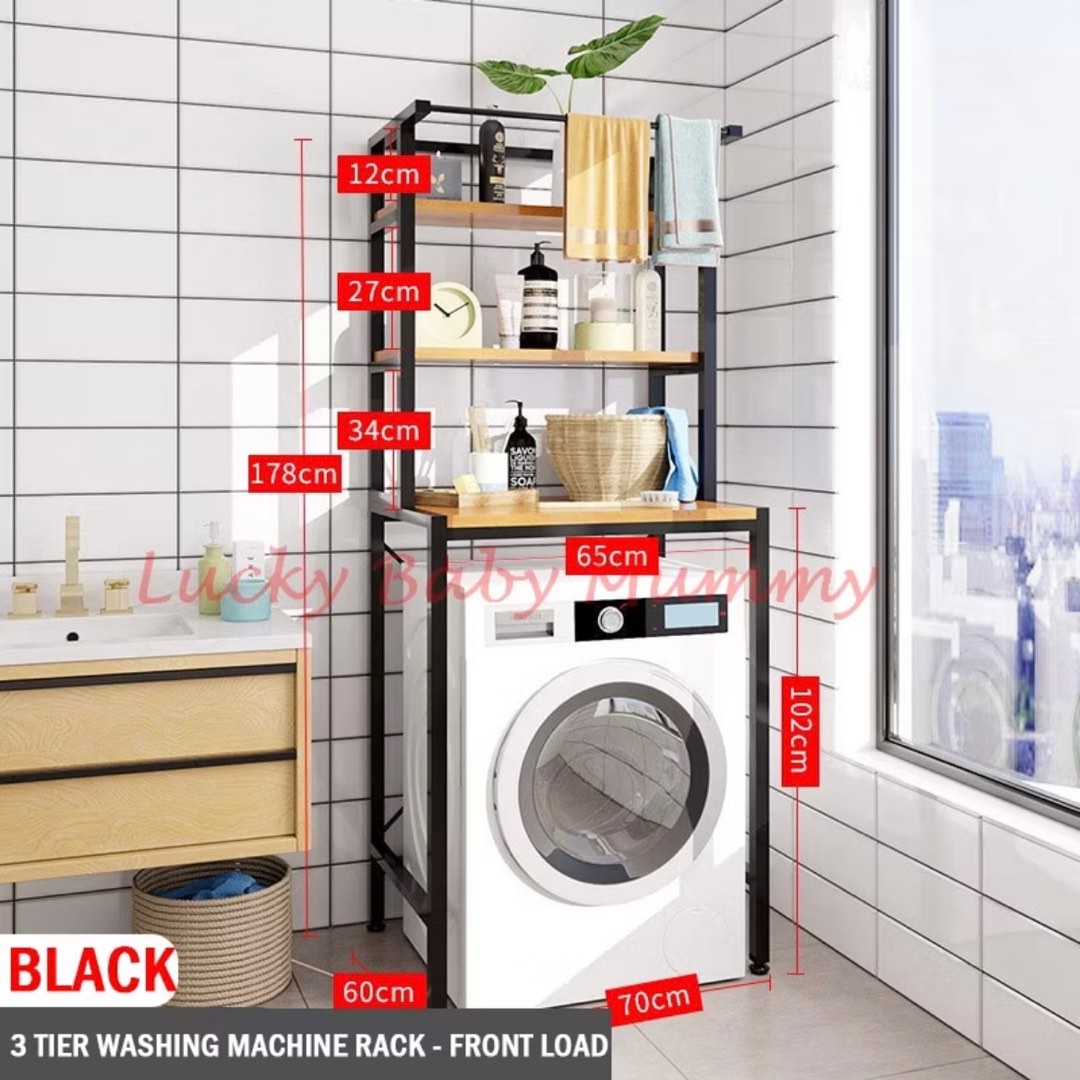 Front Load Washing Machine Storage Rack | Space Saving 3 Tier Laundry ...