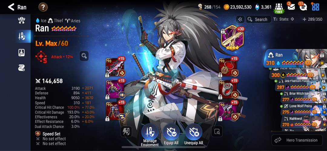 Global Epic Seven Endgame 49 MLs All RGB (Except Festive Eda and Frida ...