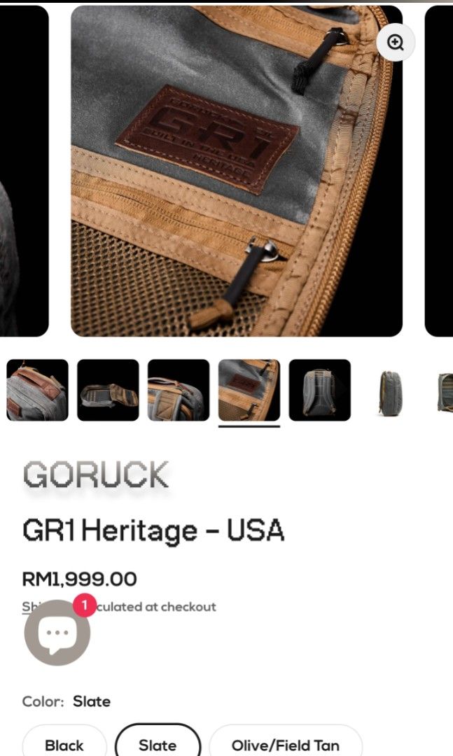 GORUCK GR1 Heritage Slate Grey Waxed Canvas 21l Red Wing leather handle and baseplate LIMITED ...