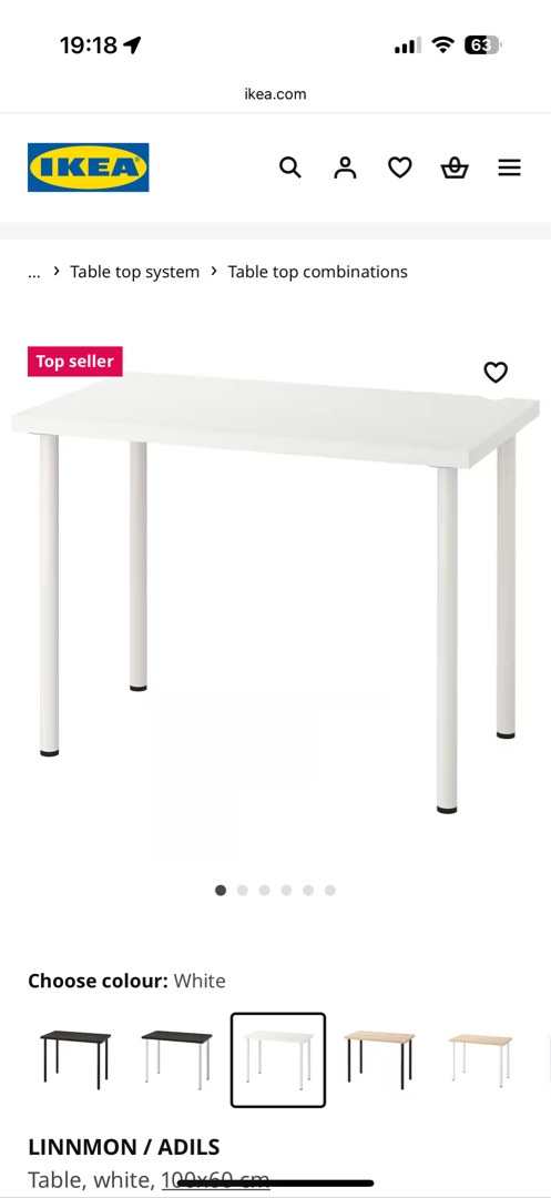 IKEA White Table 60x100cm, Furniture & Home Living, Furniture, Tables ...