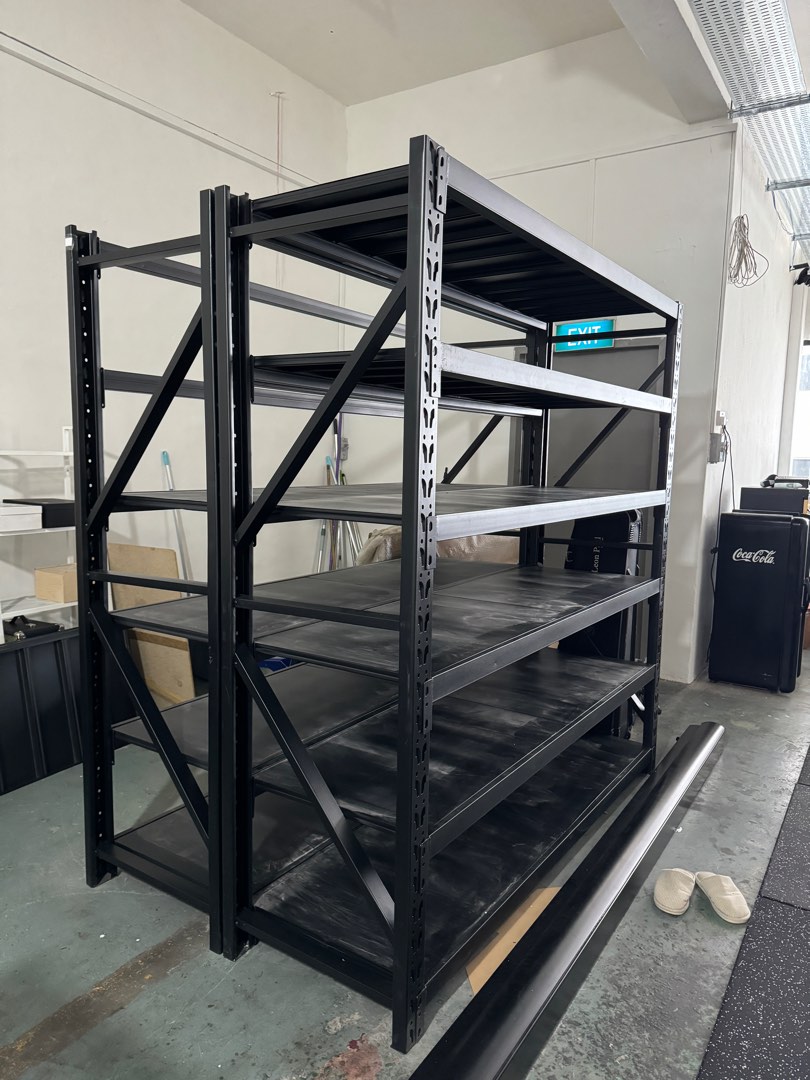 Industrial Matt black shelving rack, Furniture & Home Living, Furniture ...