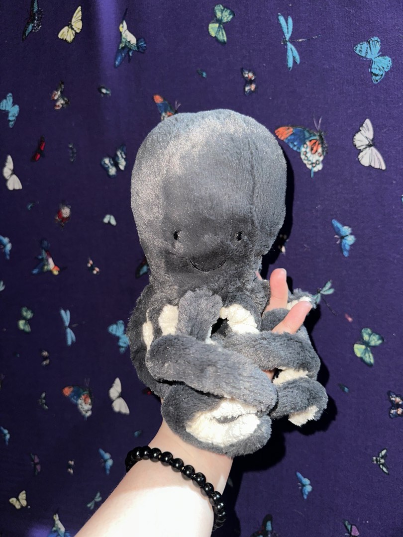 Jellycat Black Octopus - cut tag, Hobbies & Toys, Toys & Games on Carousell