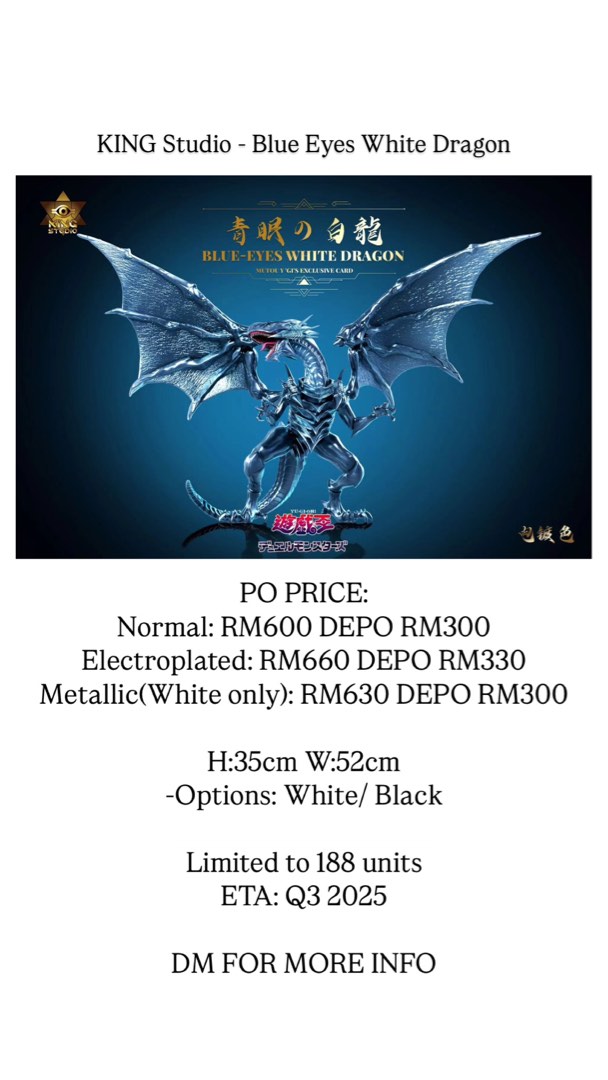 KING Studio - Blue Eyes White Dragon, Hobbies & Toys, Toys & Games on ...