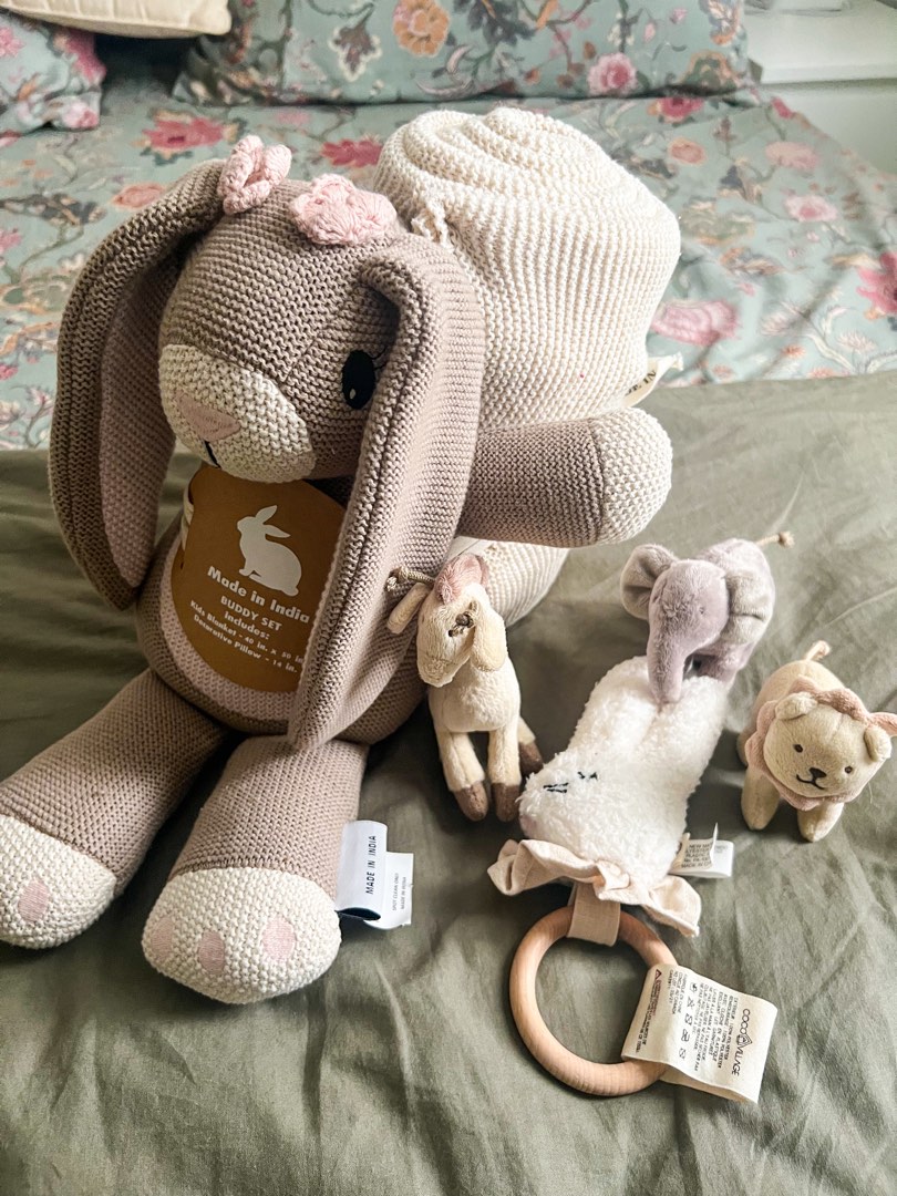 Knitted Bunny Blanket Buddy with Assorted Coco Village Baby Animal ...