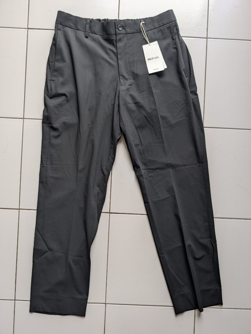 Muji Labo Stretch Straight Pants Black, Men's Fashion, Bottoms ...