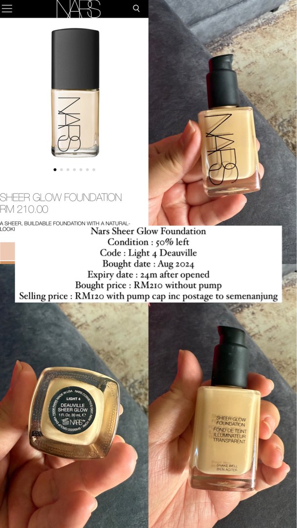 Nars Sheer Glow Foundation Deauville, Beauty & Personal Care, Face, Makeup on Carousell