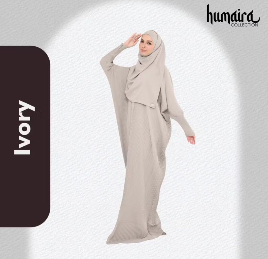 Nunha Humaira Abaya In Ivory, Women's Fashion, Muslimah Fashion ...