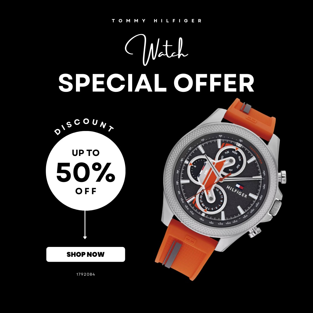 【Original】Tommy Hilfiger Multifunction 46mm Black Silicone Men's Watch ...