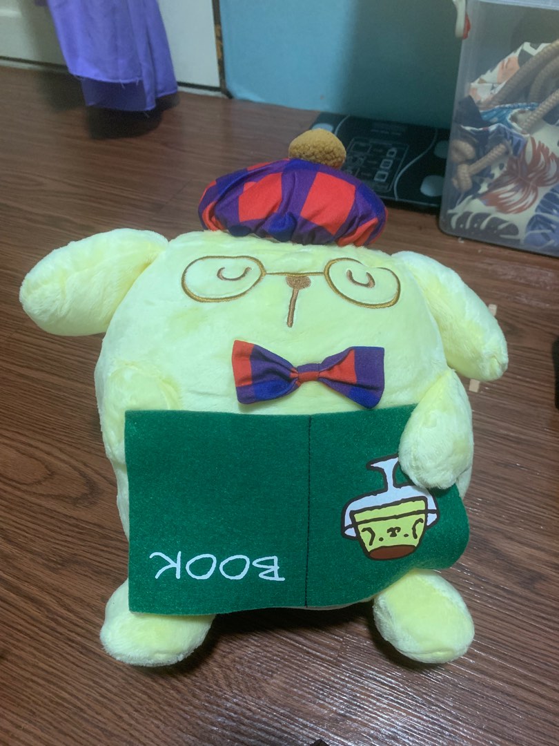 POMPOMPURIN READING BOOK FURYU SANRIO CUTE PLUSH SOFT TOY PLUSHIE ...