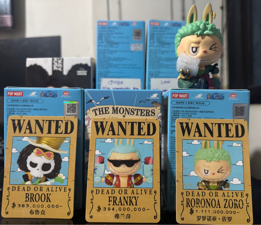 Popmart Labubu One piece - Brook, Franky, Zoro, Hobbies & Toys, Toys ...