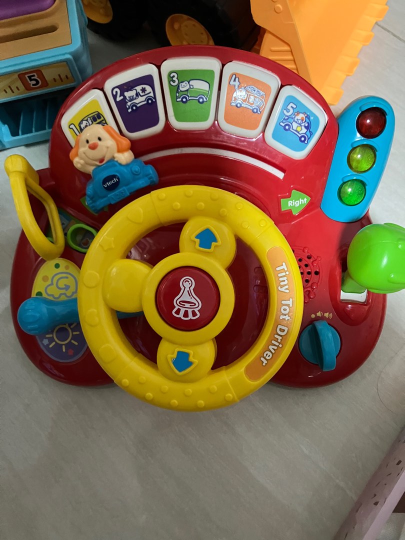 Vtech baby Tiny Tot driver car toy music songs button learn to turn ...