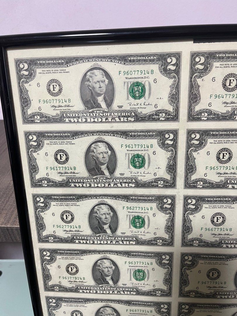 $2-Dollar US Bills 1995 32-Piece Sheet), Hobbies & Toys, Memorabilia ...