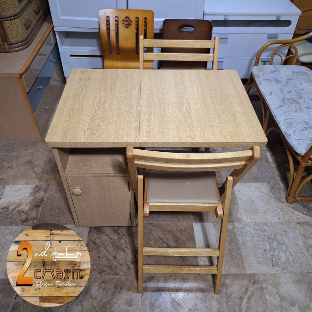2nd hand foldable dining set 3pcs 7900 | drop leaf extendable table ...