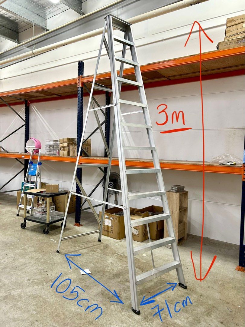 3 metres | 12 Steps Heavy Duty Aluminium Ladder | Very Strong and ...