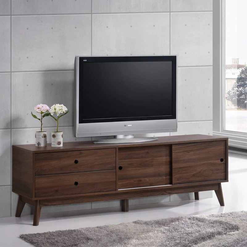 5FT TV Console Cabinet Rack with 2 Drawers and Sliding Doors, Furniture ...