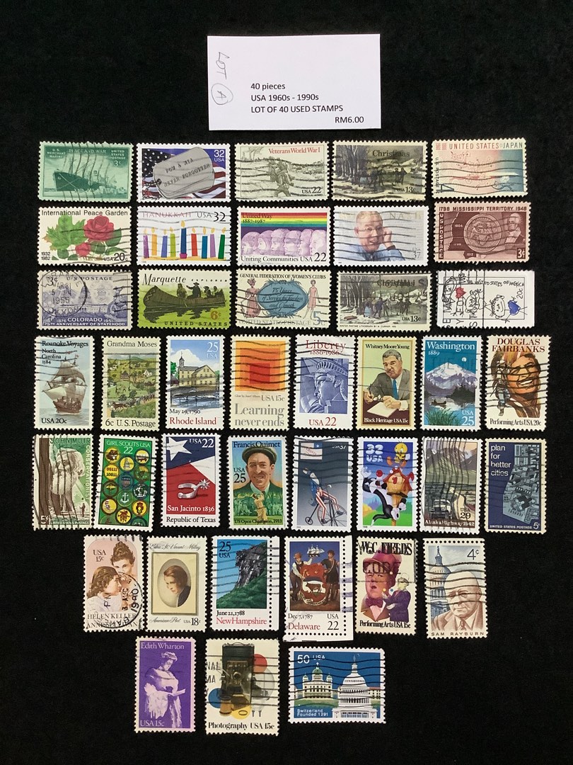 (A)40 Pieces USA 1960s-1990s Lot Of 40 Used Stamps Lot A, Hobbies ...