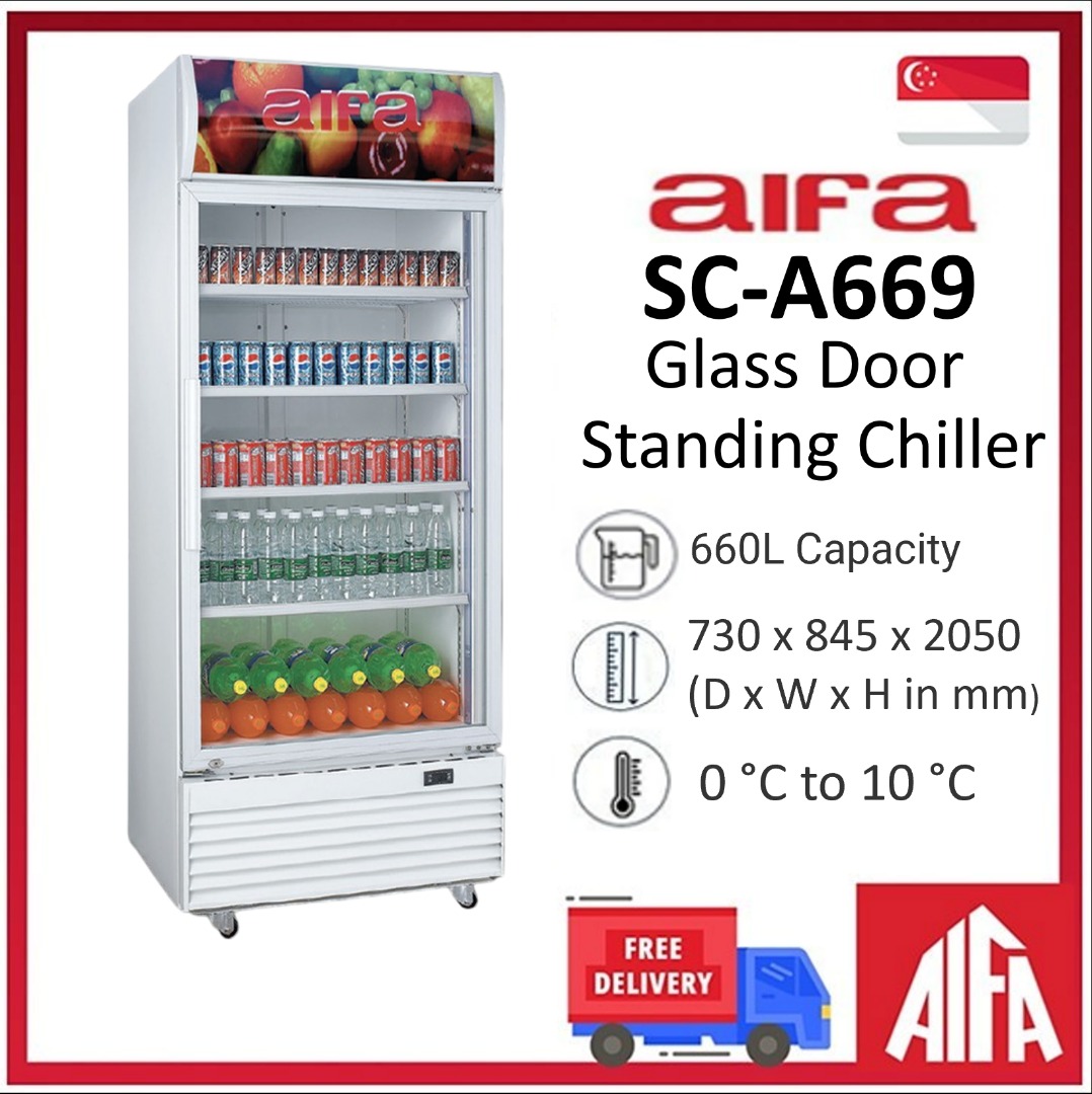 Aifa SC-A669 Glass Door Chiller, 660L Capacity, Glass doors for clear ...