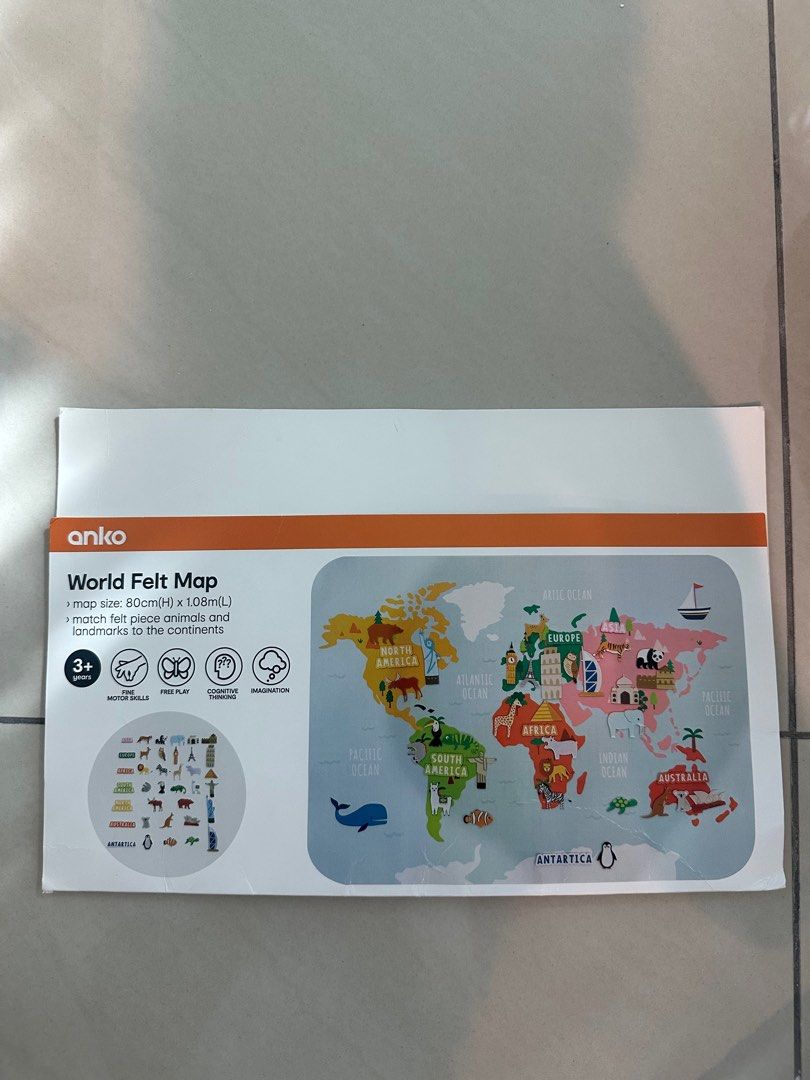 Anko world felt map, Hobbies & Toys, Toys & Games on Carousell