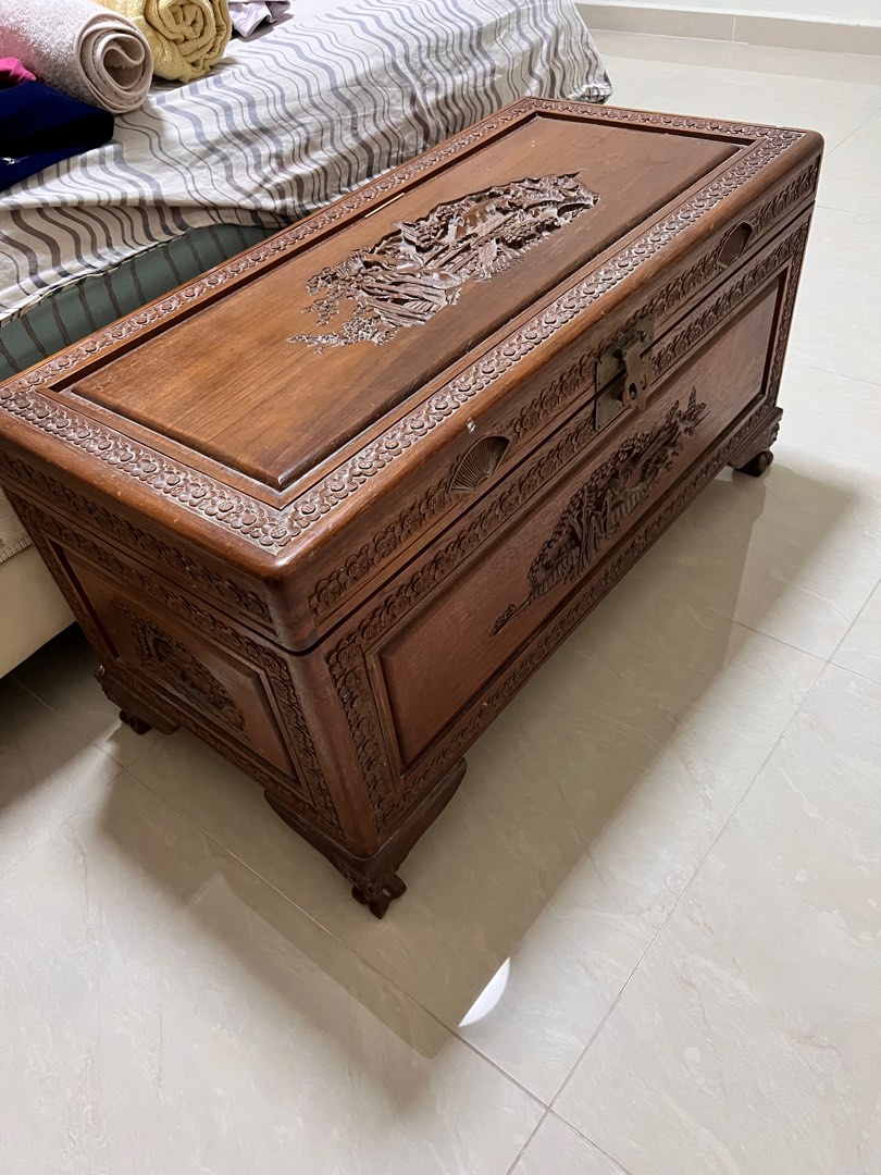 Antique Carved Storage Chest, Furniture & Home Living, Furniture ...