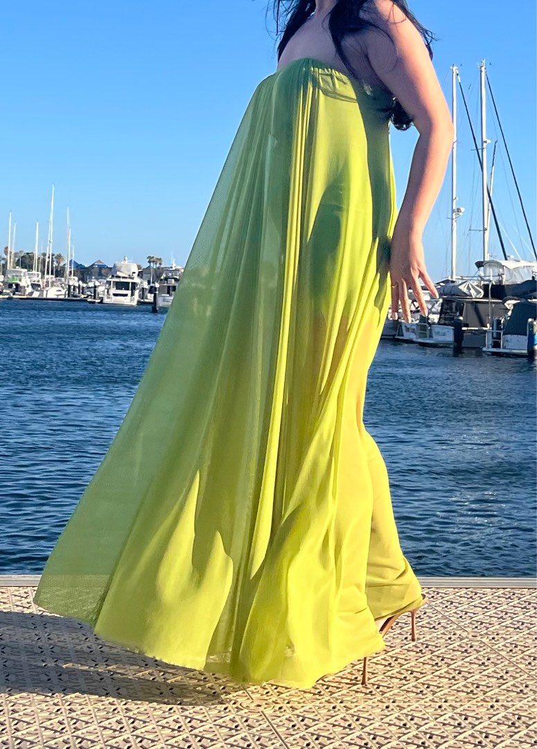 Green flowy tube maxi dress, Women's Fashion, Dresses & Sets, Evening ...