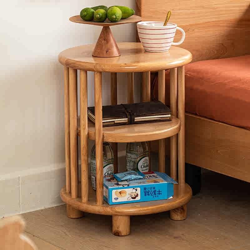 ARSENE WESTIN American Solid Wood Japandi Style Round Multilevel Side ...