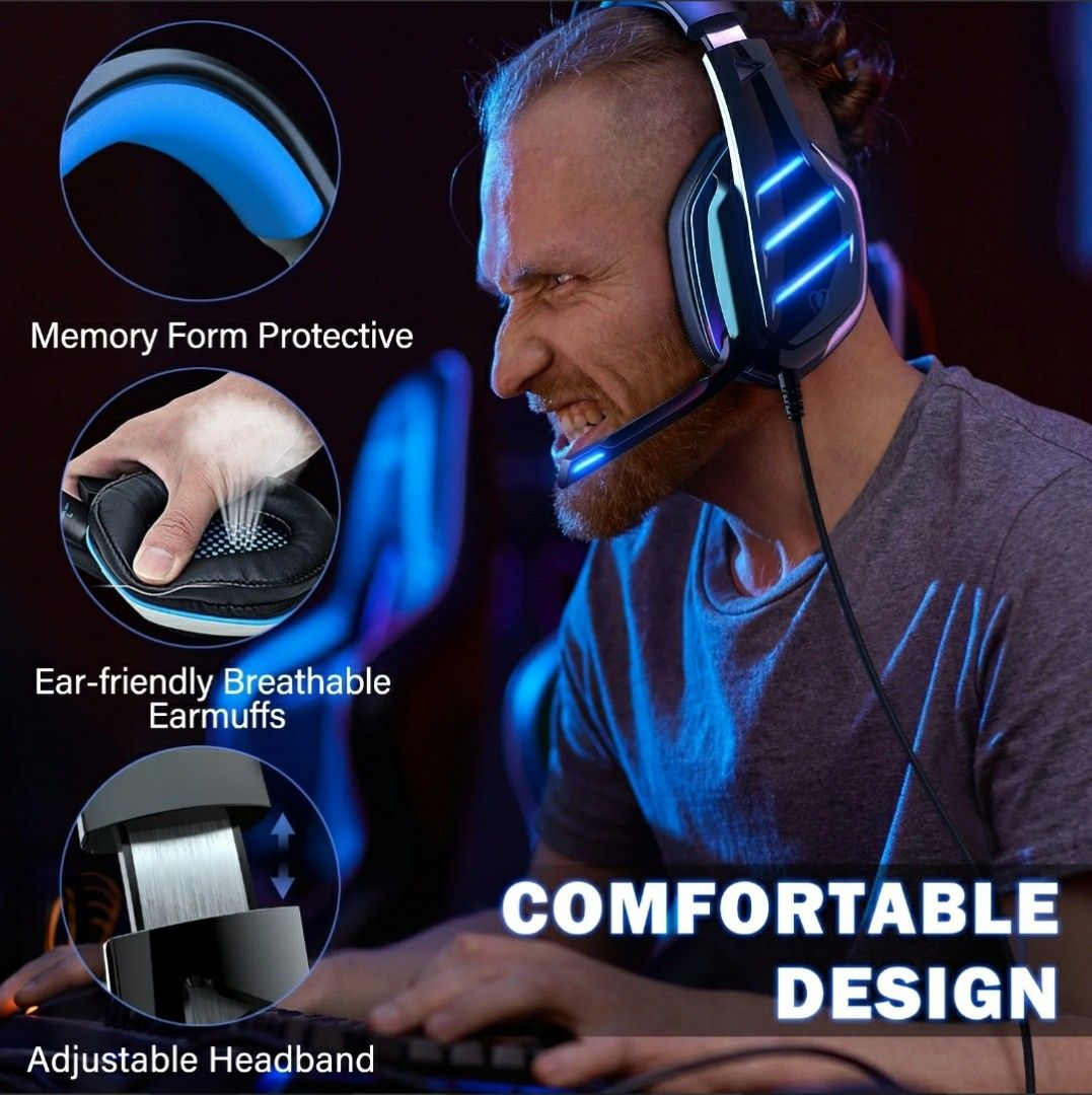 Beexcellent Gaming Headset for PS4 PS5 Xbox One Switch PC with Noise ...