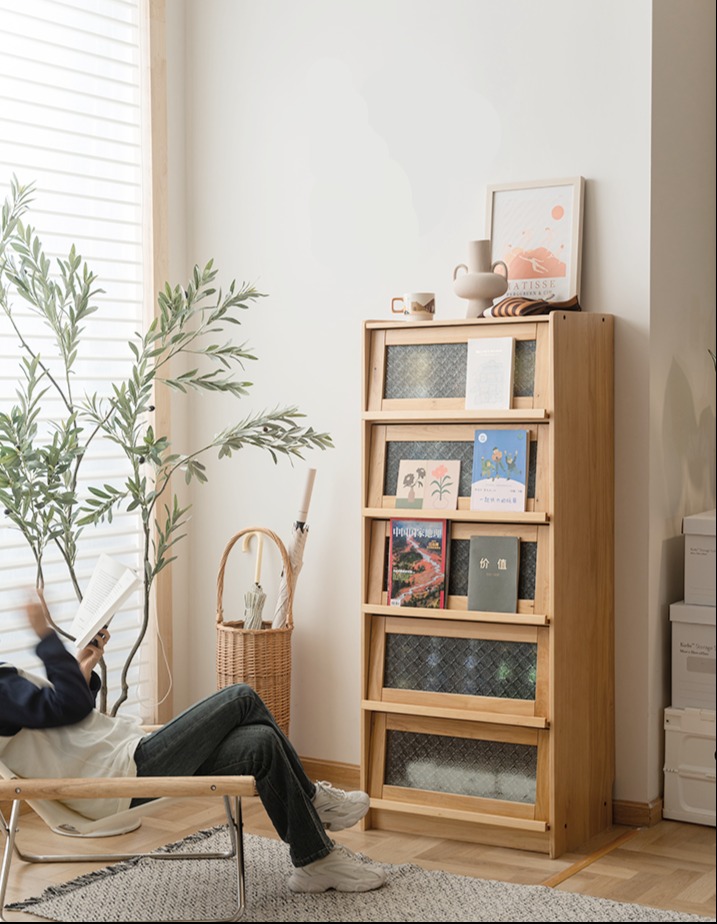 BLAIR WESTIN Japandi Style American Solid Wood Glass Window Flipper ...