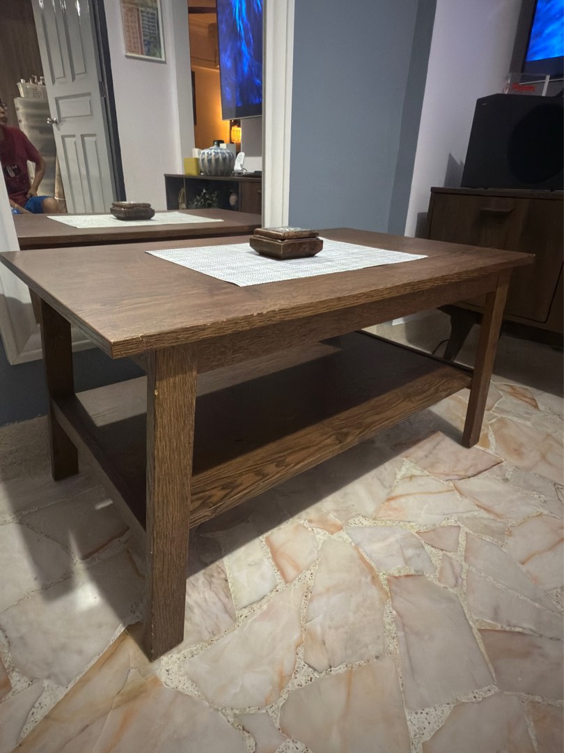 Brown Teak wood rectangle coffee table, Furniture & Home Living ...