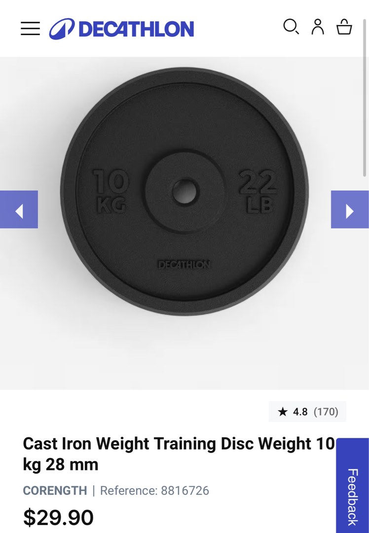 Cast Iron 10kg Disc Weights, Sports Equipment, Exercise & Fitness ...