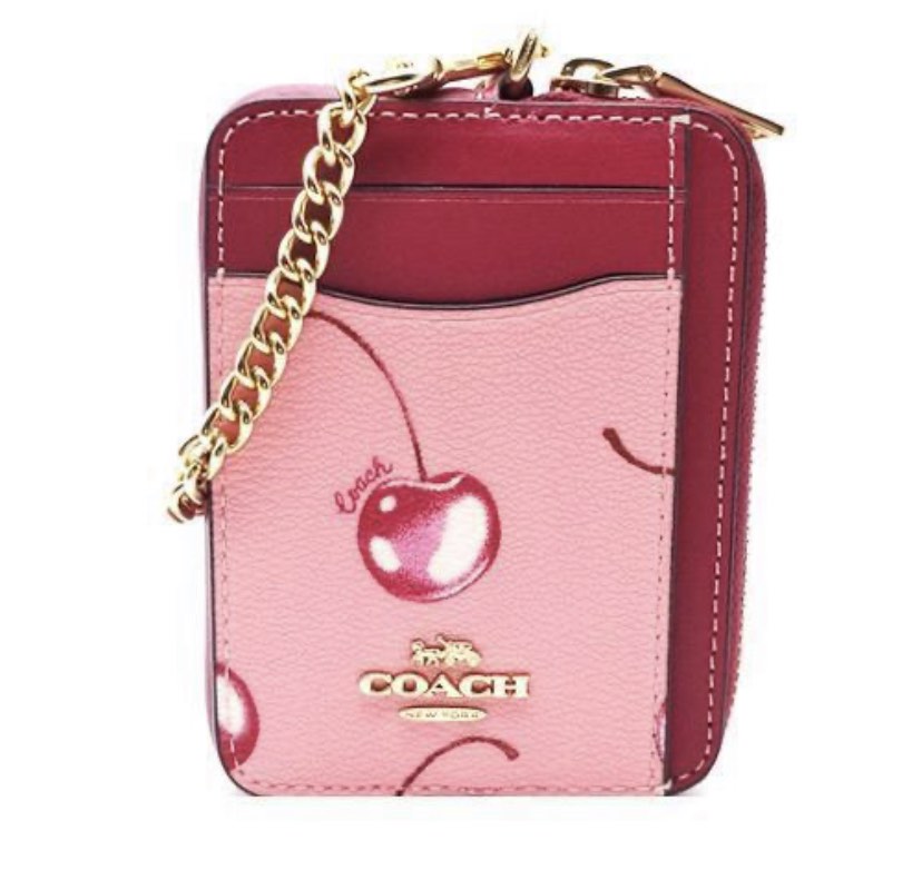 [1 LEFT] COACH Lanyard / Zip Card case with Cherry print, Women's ...