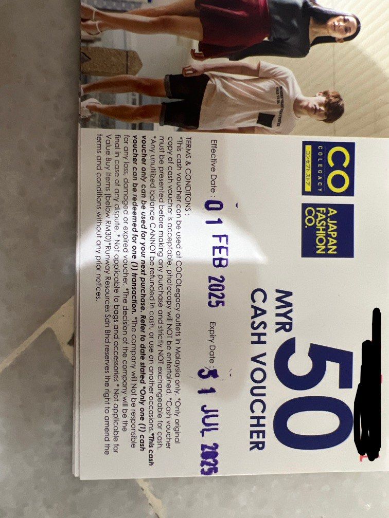 Colegacy RM50 cash voucher x3, Tickets & Vouchers, Vouchers on Carousell