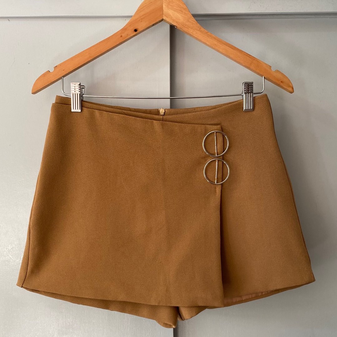 Copper Brown Korean Formal Skort with Inner Lining, Women's Fashion ...