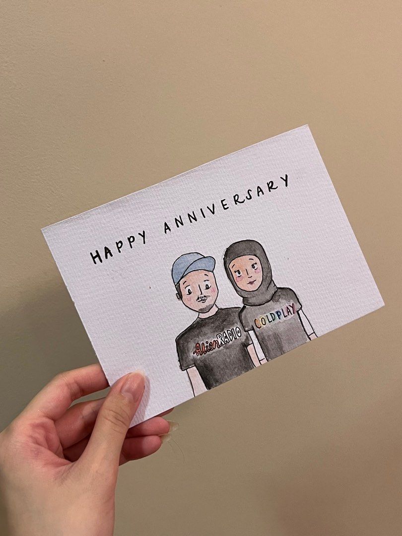 Customized Handdrawn portrait cards couple anniversary celebration ...
